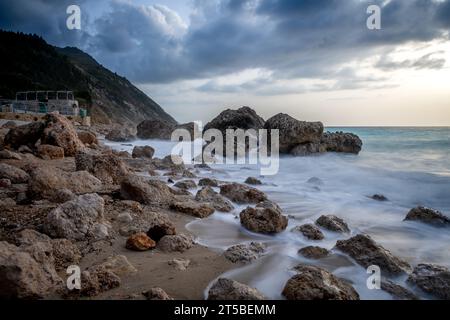 A long exposure of Kavalikefta Beach, Kalamitsi village, Lefkada ...