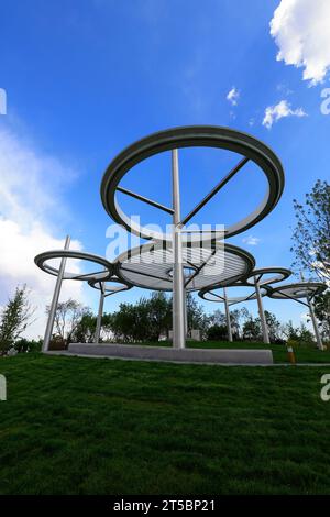 stainless steel architectural landscape in a park Stock Photo - Alamy