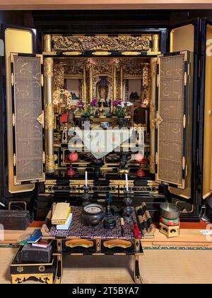 Japan, Kyushu. Buddhist Family Altar (Butsudan) Honoring Ancestors ...