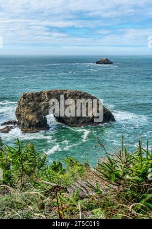 A view of an offshore land arch at Arch Rock State Park in Oregon State ...