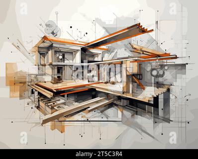 Drawing of Construction drawing illustration separated, sweeping ...