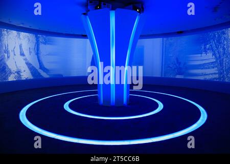 Blue columns and oval in a park Stock Photo - Alamy