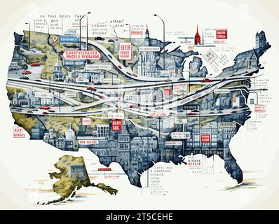 Drawing of Interstate and US Route signs illustration separated ...