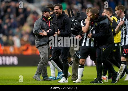 Newcastle United assistant manager Jason Tindall gestures on the ...
