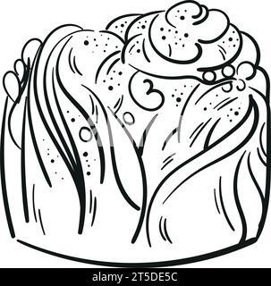 Cruffin or craffin kraffin line art sketch illustration. Outline vector ...