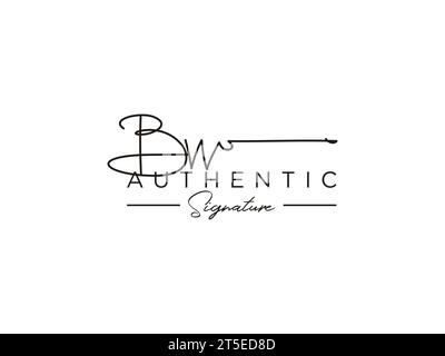 B, W, BW Initial letter handwritten and signature vector image template ...