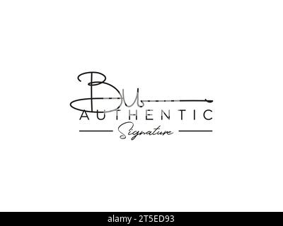 BU Letter Signature Logo Template elegant design logo. Hand drawn ...