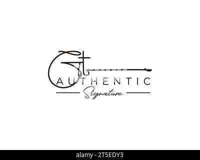 G, T, GT Initial letter handwritten and signature vector image template ...