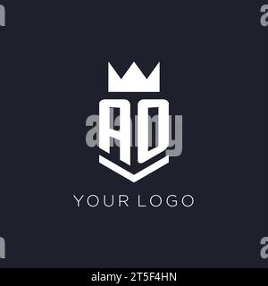 AO initial logo with shield and crown style design ideas Stock Vector ...