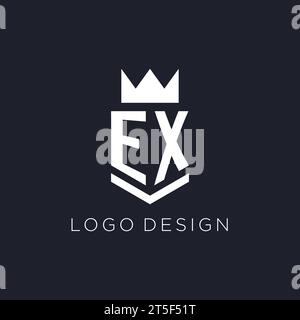 EX initial logo with shield and crown style design ideas Stock Vector ...