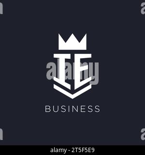 IE monogram logo initial with crown and shield guard shape style vector graphic Stock Vector ...
