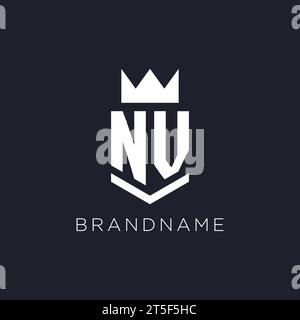 NV logo with shield and crown, monogram initial logo style vector file ...