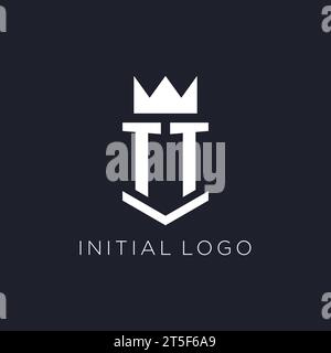 TT monogram logo initial with crown and shield guard shape style vector graphic Stock Vector ...