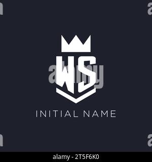 WS initial logo with shield and crown style design ideas Stock Vector ...