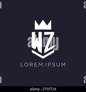 WZ logo with shield and crown, monogram initial logo style vector file ...