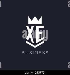 Initial XE logo shield crown style, luxury elegant monogram logo design vector graphic Stock ...
