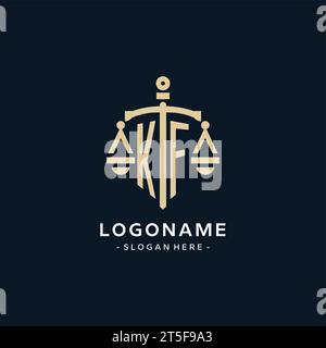 KF initial monogram logo with scale and pillar style design ideas Stock ...