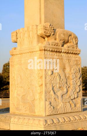 stone archway pillar sculpture in the Eastern Tombs of the Qing Dynasty ...