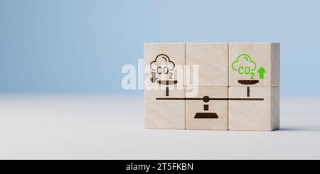 Carbon neutral balancing CO2 emission offset concept. Green industry ...