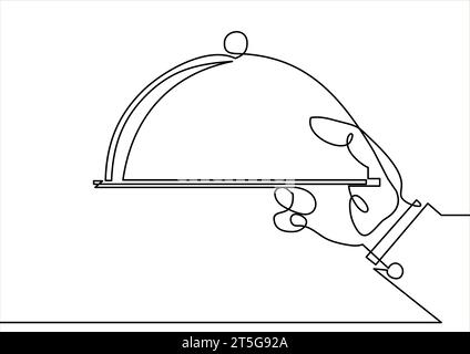 silhouette catering tray waiter service food Stock Vector Image & Art ...