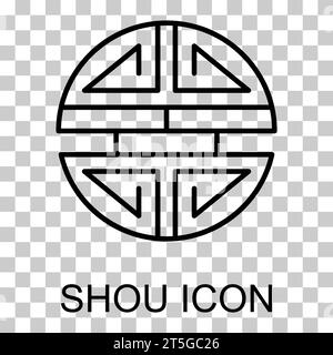 Traditional shou icon, spiritual isolated shu flat symbol, asian vector ...
