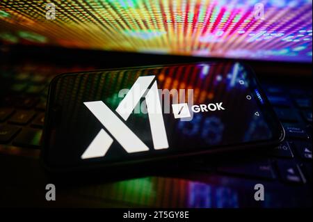 In this photo illustration, a XaI logo is displayed on a smartphone ...