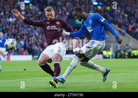 Heart of Midlothian's Stephen Kingsley (right) celebrates scoring their ...