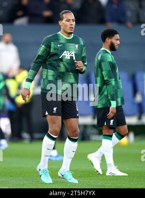 Liverpool's Virgil van Dijk, centre left, reacts during the Champions ...