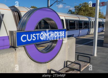 Custom House train station on the Elizabeth Line in London,England,UK ...