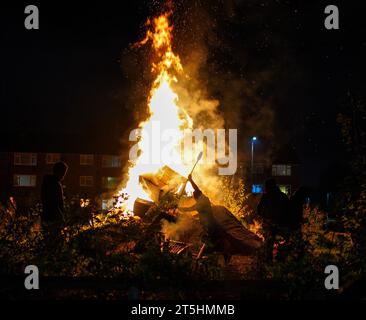 People enjoy bonfire night, in Lee Park, Liverpool, Merseyside Stock ...