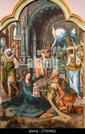 triptych of the epiphany, birth and presentation, Jan Van Dornicke, 15th century, oil on panel ...