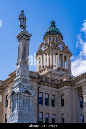 Corner of the Winneshiek County Courthouse and clock tower in Decorah ...