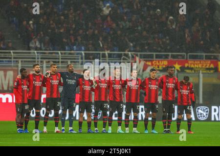 Udinese Calcio players observe a minute's silence in memory of Nicola Pietrangeli during Coppa ...