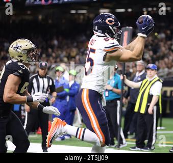 Chicago Bears tight end Cole Kmet celebrates his touchdown reception ...