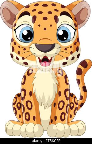 Cute little leopard cartoon sitting Stock Vector Image & Art - Alamy