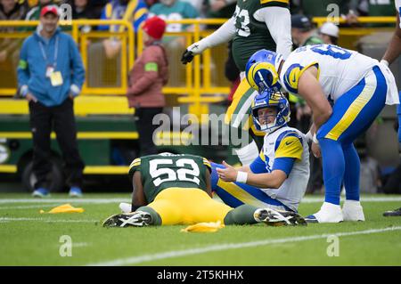 Los Angeles Rams guard Coleman Shelton (65) takes his stanced during an ...