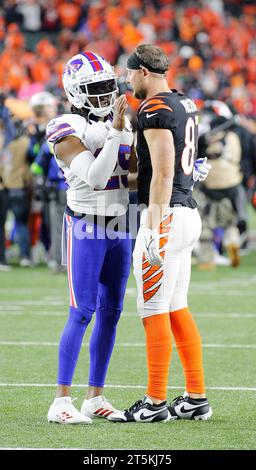 Cincinnati Bengals tight end Tanner Hudson arrives before an NFL ...