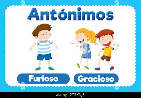 Illustrated word cards in Spanish for teaching the antonyms 'short' and ...