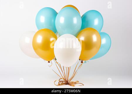 Party decoration - festoon and yellow balloon on white background Stock ...