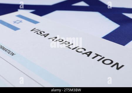 Immigration to Israel. Visa application form, gavel and passport on ...