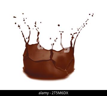 Chocolate color liquid splashing on white background Stock Photo - Alamy