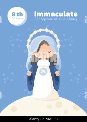 Feast of the Immaculate Conception vector. Blessed Virgin Mary in ...