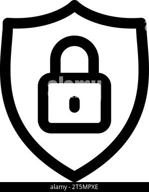 Security shield with padlock icon. Linear icon of shield and padlock ...