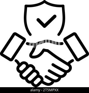 Handshake with check icon. Commitment line symbol Stock Vector Image ...