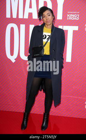 Pearl Mackie attends the Mary Quant Exhibition sponsored by Kings Road, at the V&A Museum in ...
