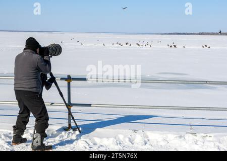 Nature photographers at Lake Furen, Hokkaido, Japan Stock Photo - Alamy