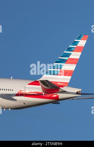 Tail of an American Airlines Boeing 777-223 at Birmingham Airport, UK ...