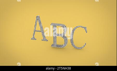 ABC rendering letters on a yellow background, closeup of photo Stock ...