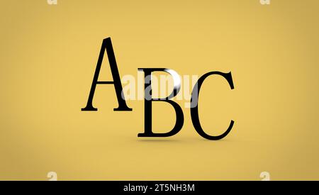ABC rendering letters on a yellow background, closeup of photo Stock ...
