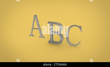 ABC rendering letters on a yellow background, closeup of photo Stock ...